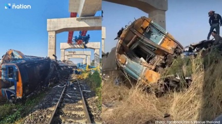 泰國高鐵施工起重機砸中列車 出軌起火釀22死80傷│TVBS新聞網
