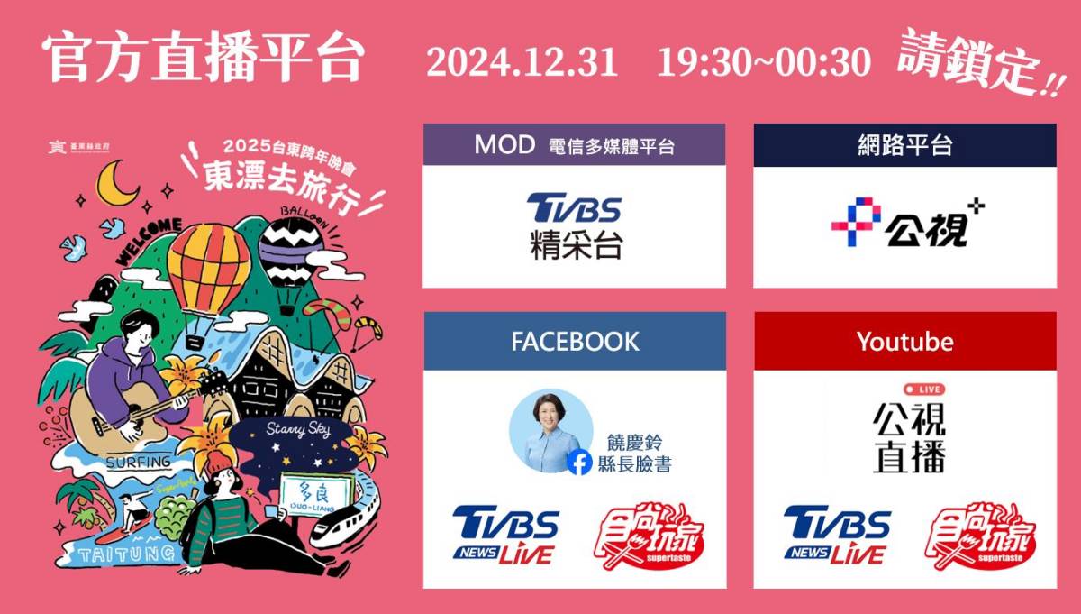 240秒璀璨煙火！2025台東跨年卡司，超過10組歌手接力獻唱|食尚玩家