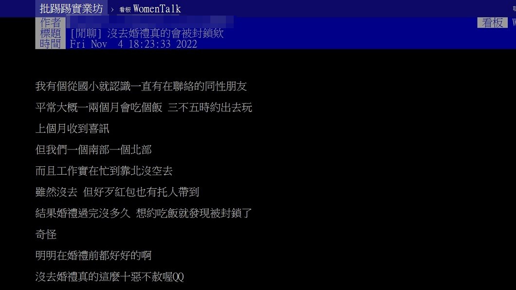 國小好友婚宴 他「禮到人缺席」包6600竟遭封鎖傻眼│TVBS新聞網
