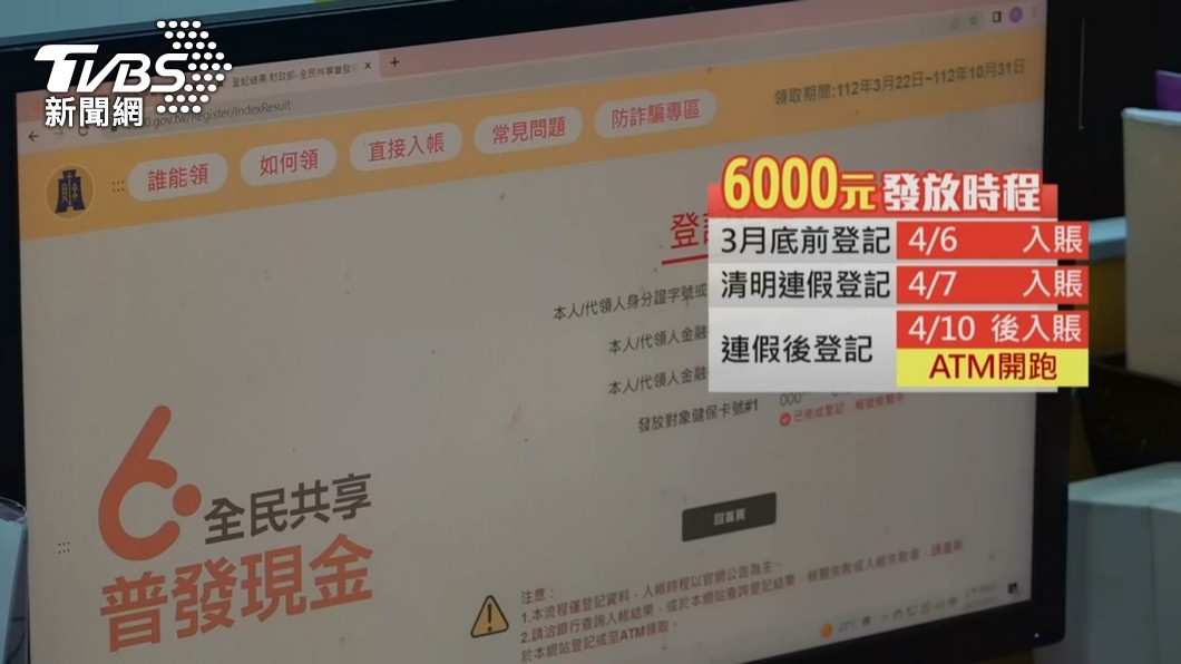 今起官網查詢6000元「登記入帳」 有無成功│TVBS新聞網