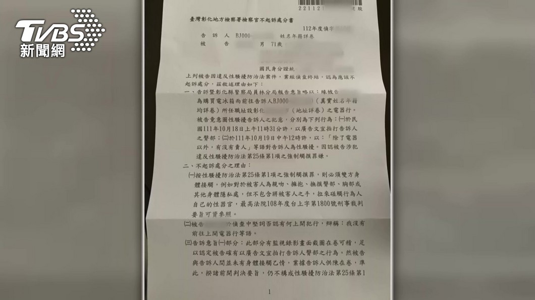 人妻店員遭老翁持DM拍打臀部 檢方：沒直接接觸│性騷擾│性侵│提告│TVBS新聞網