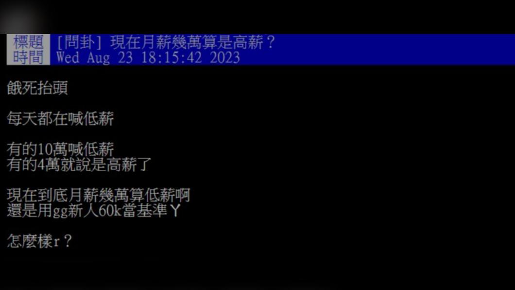 每天喊低薪「月領幾萬才算高」？ 網吐1數字哀嚎：不夠花│月薪│高薪標準│PTT│TVBS新聞網