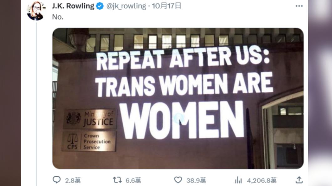 《哈利波特》JK羅琳重申「跨性別女≠女性」 願為發言坐牢│TVBS新聞網
