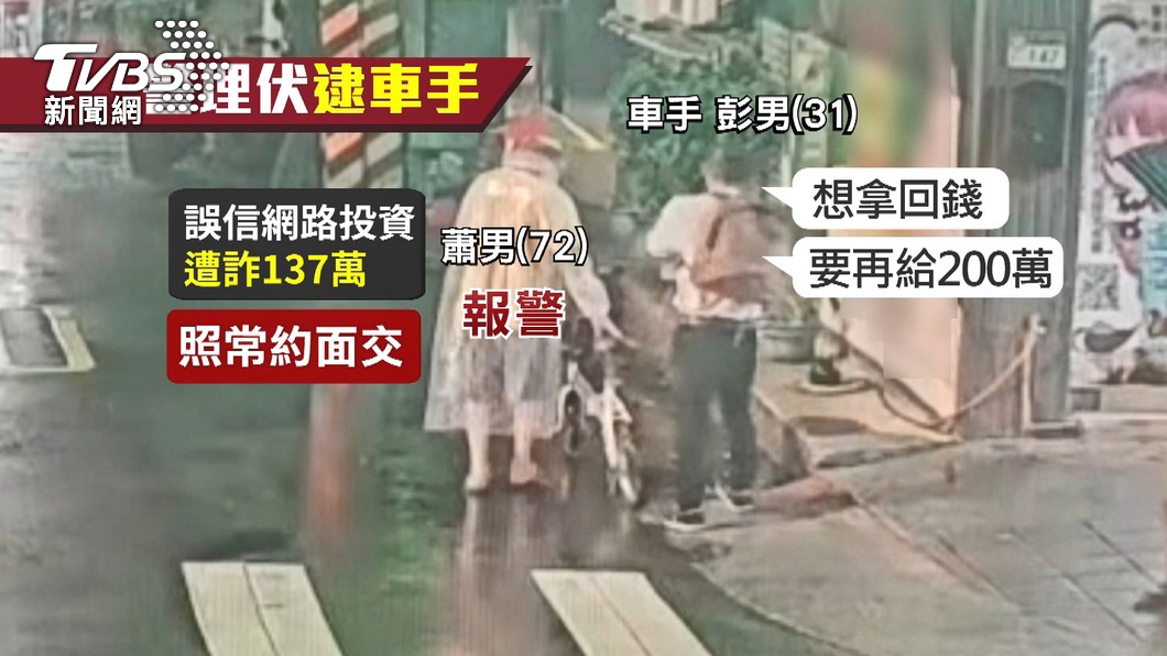 翁險遭詐200萬 4警扮路人 雨中埋伏逮車手│TVBS新聞網