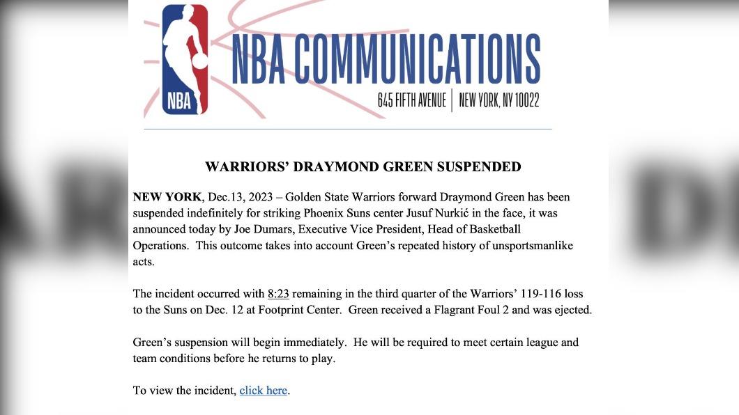 NBA／比賽中肘擊對方中鋒 「嘴綠」格林遭無限期禁賽│TVBS新聞網