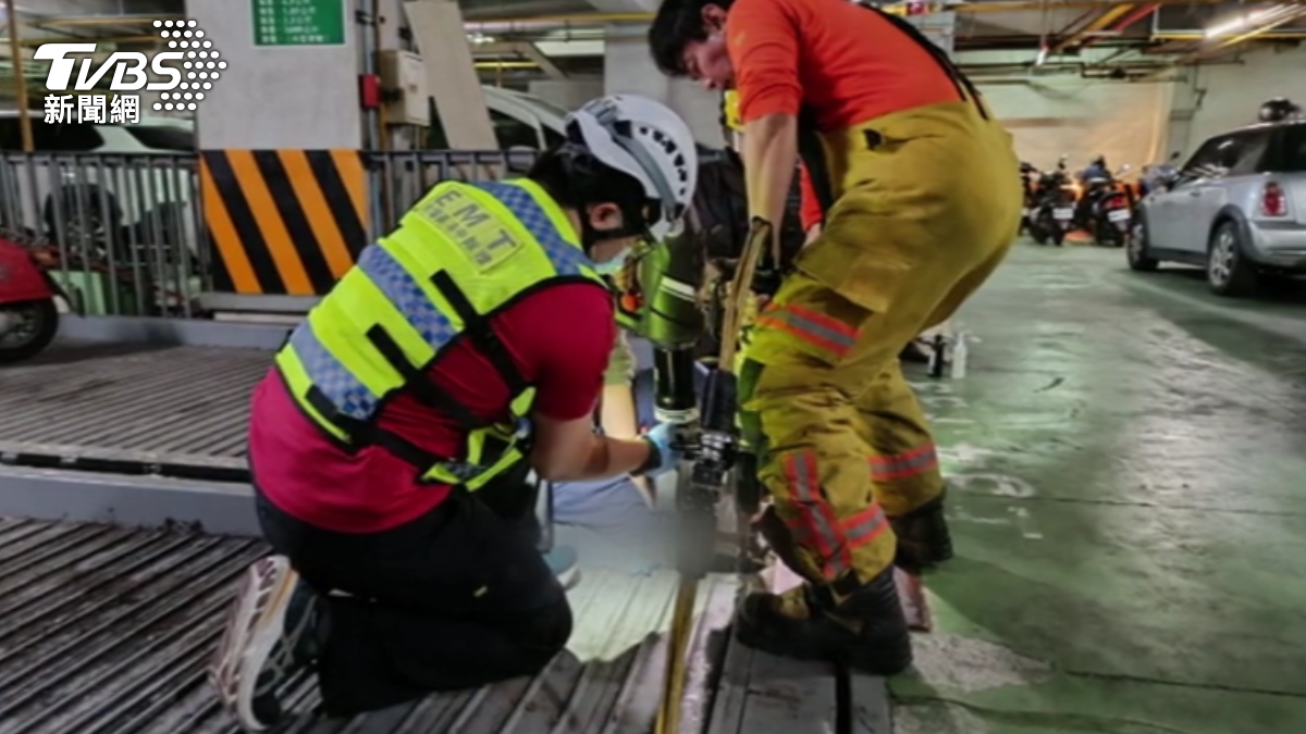 啊~我的腳！車停老式機械車位 女住戶卡縫隙動彈不得│TVBS新聞網