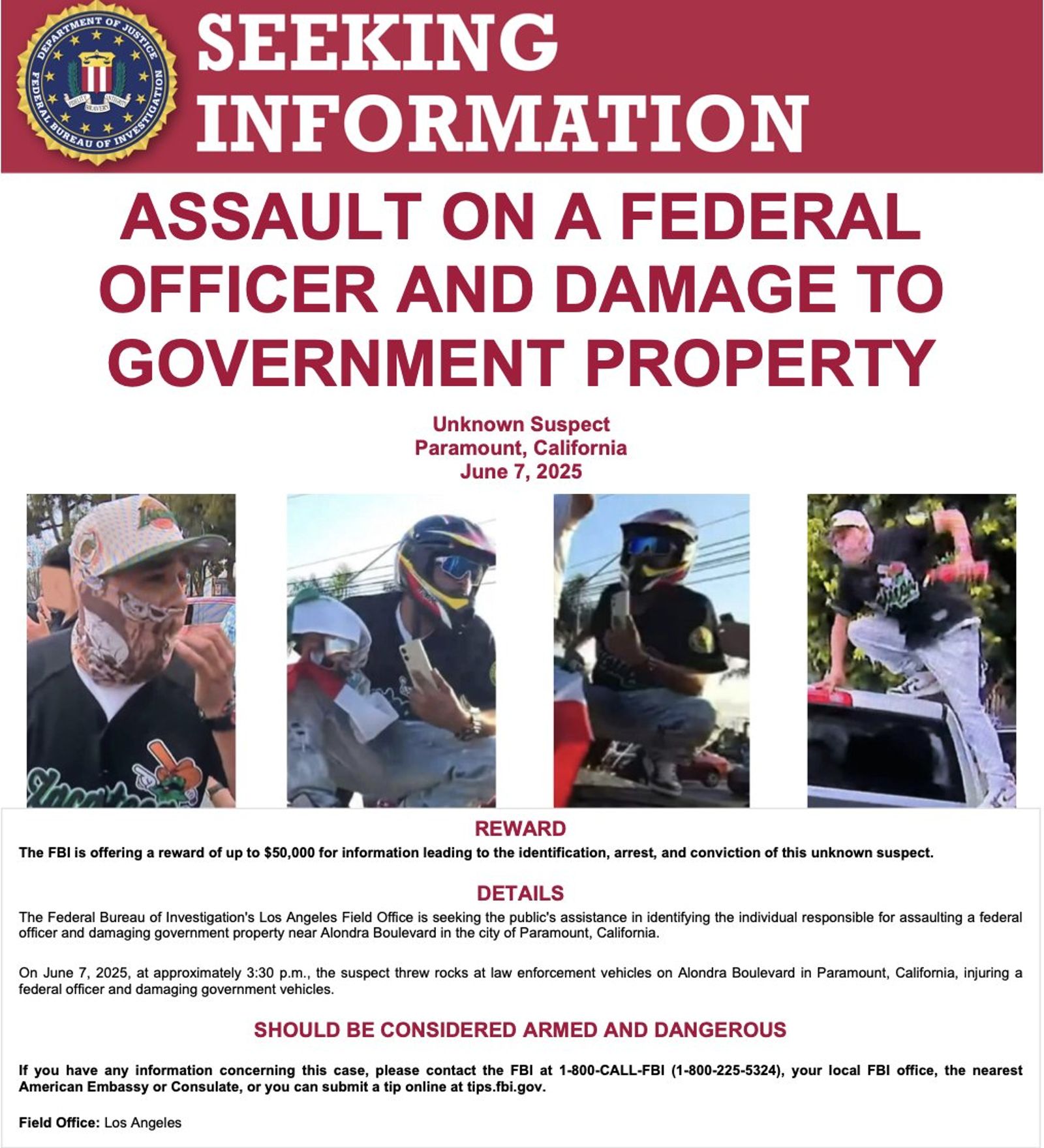 川普震怒！洛杉磯暴動男登「FBI頭號通緝犯」 懸賞150萬全民抓人│TVBS新聞網