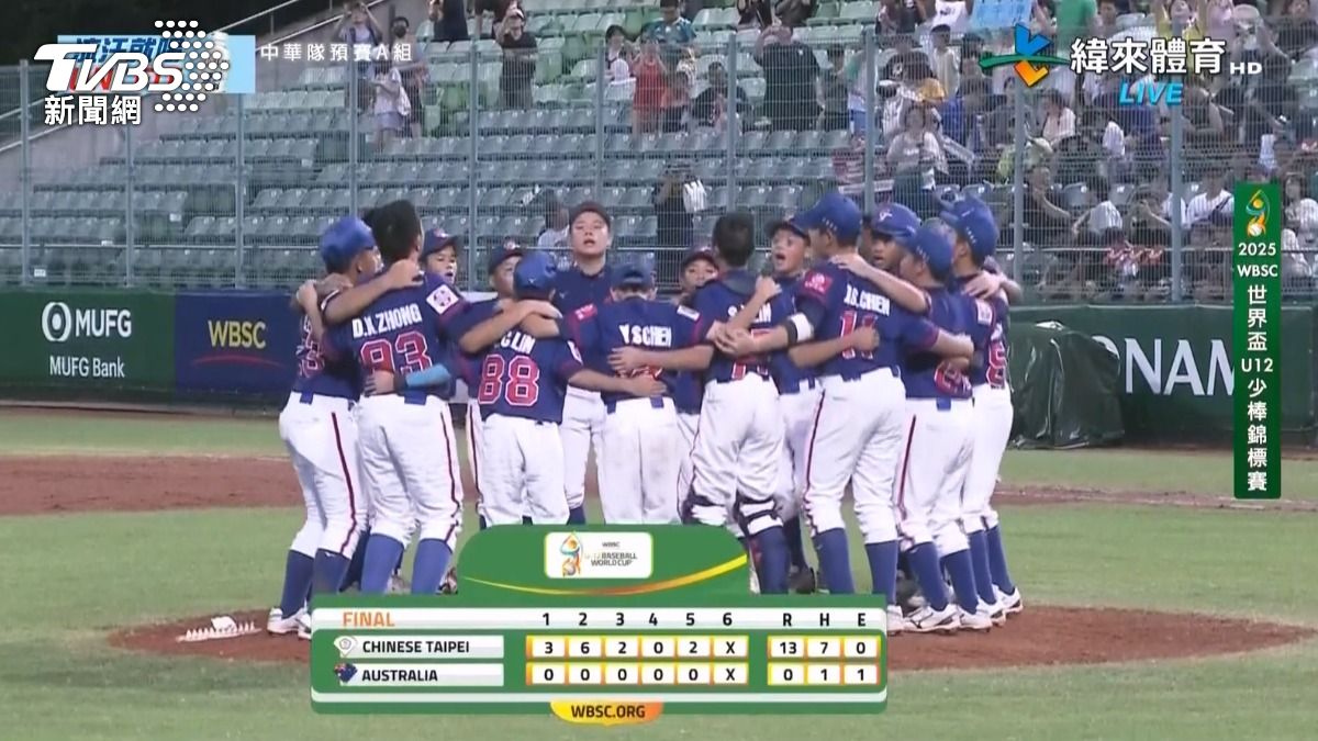 U12世界盃中華隊9次盜壘！13:0扣倒澳洲奪2連勝│TVBS新聞網