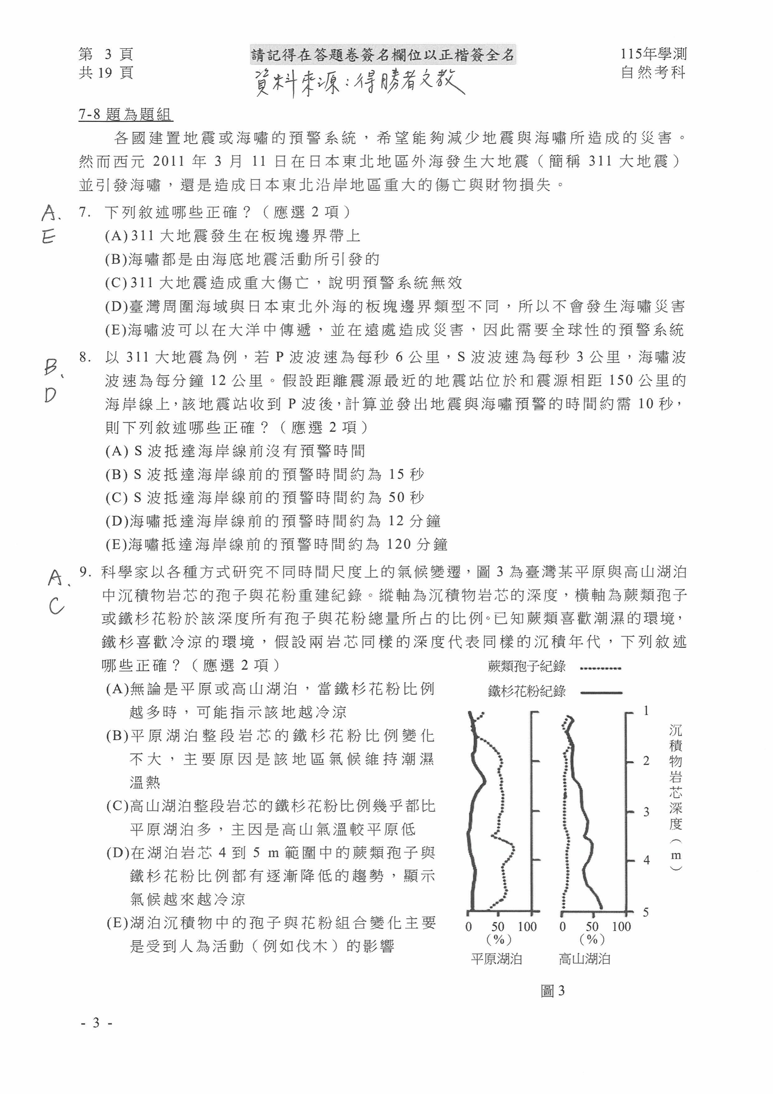 115學測／對答案囉！自然考科題目、簡答一次看│TVBS新聞網