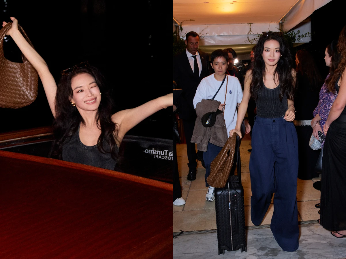 舒淇寬褲穿搭，全網問翻！私服美曬「BV編織大包」，腳上球鞋是超模愛用款|女人我最大